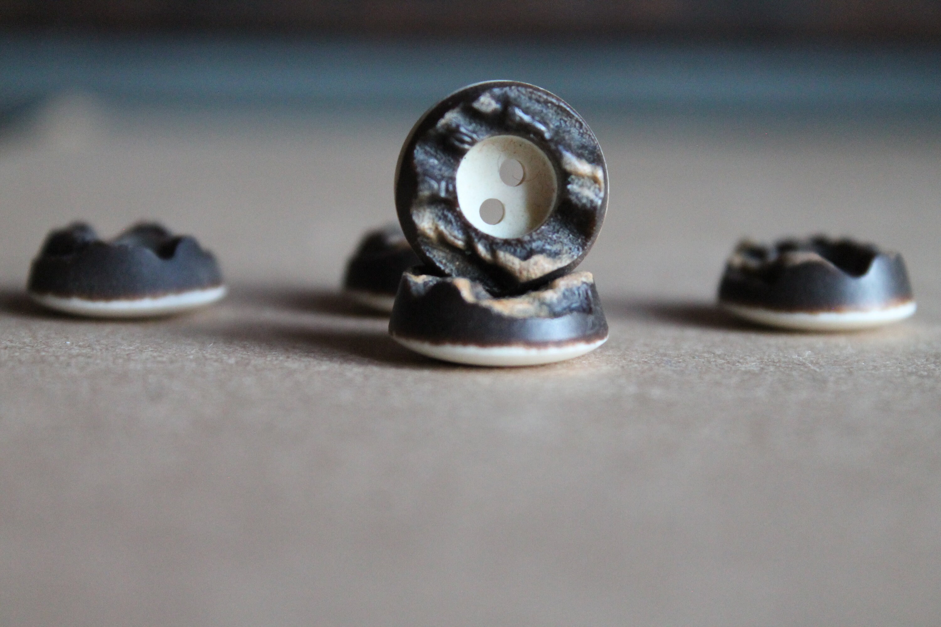 Brown Carved Button Set of 5 Antler Bone Effect Fancy - Etsy