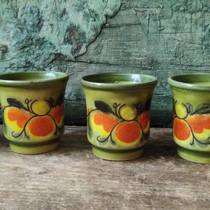 Schramberger Majolica Cups Hand-painted Floral Mug 1960s German Ceramic ...
