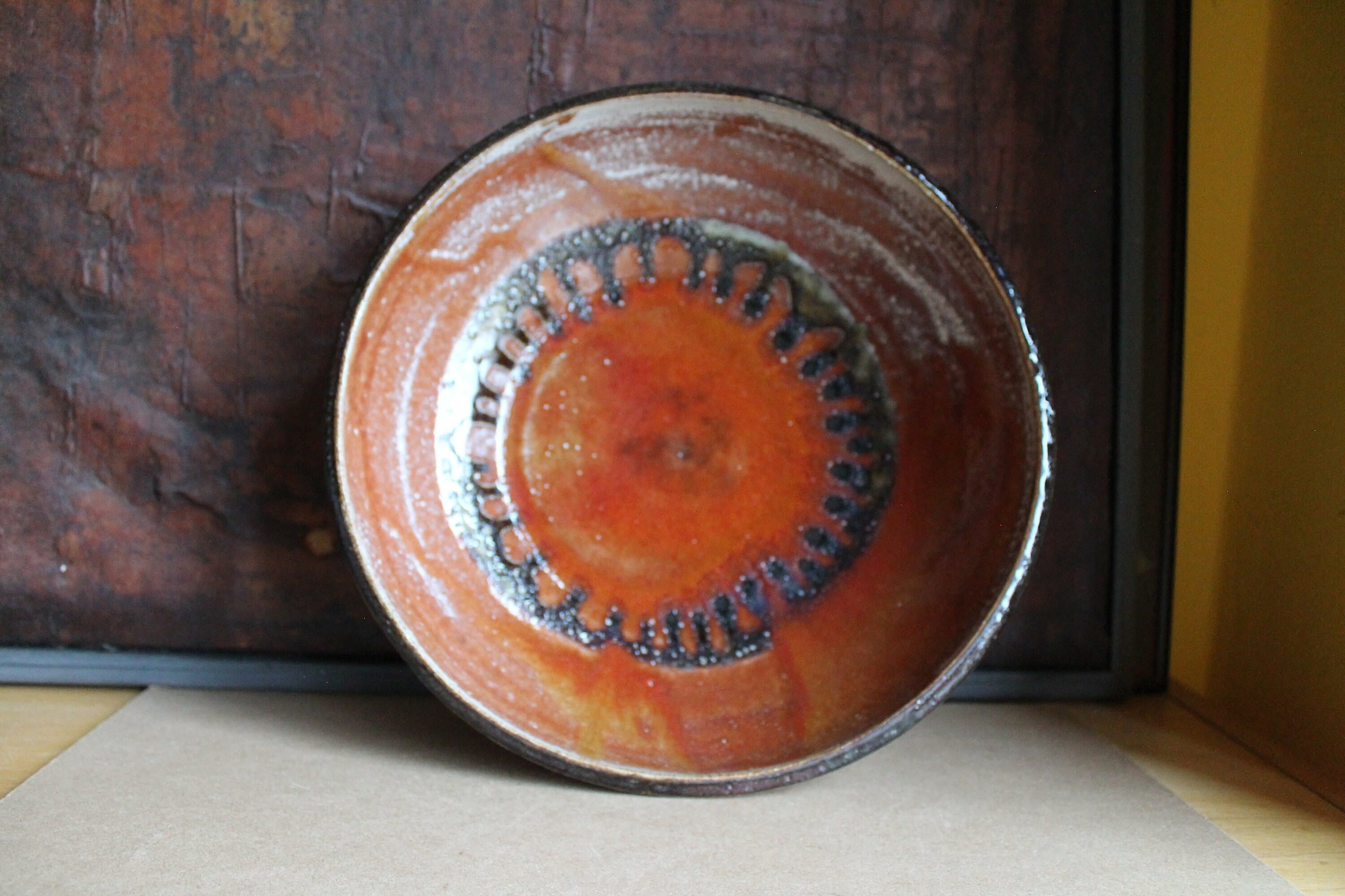 Large Orange Pottery Bowl Handmade Ceramic mid century modern | Etsy