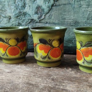 Schramberger Majolica Cups Hand-painted Floral Mug 1960s German Ceramic ...