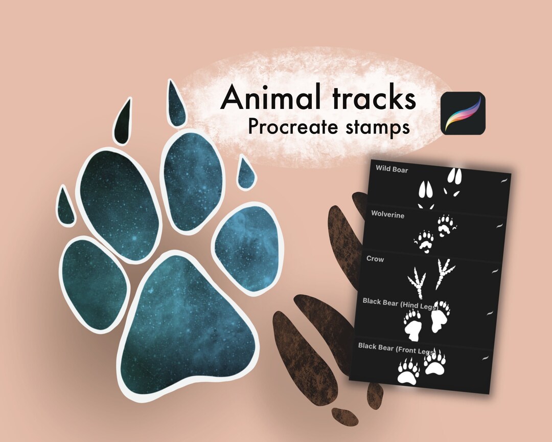 14 Animal Footprints Procreate Stamp Brushes Forest Animal - Etsy