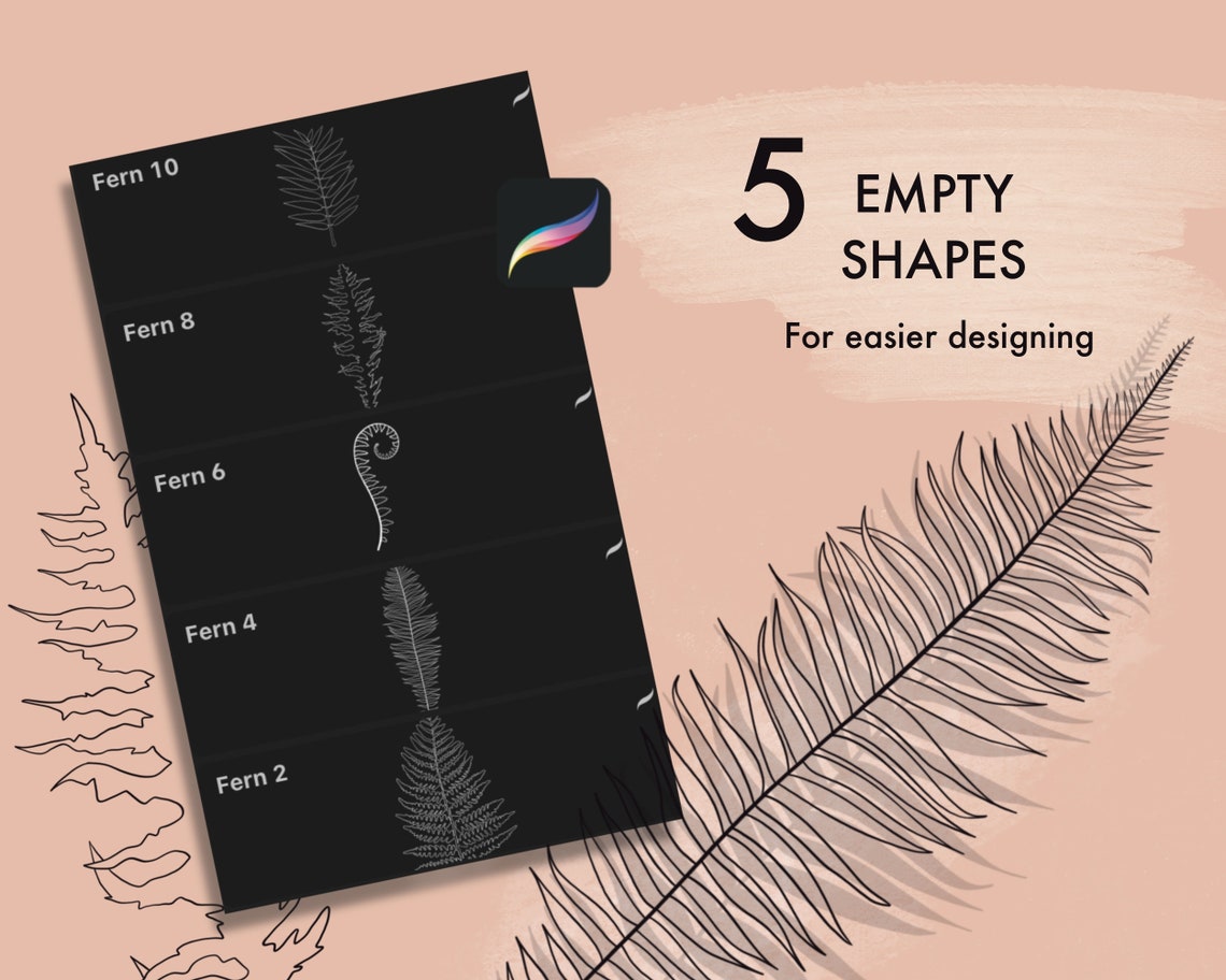 10 Fern Leaves Procreate Brush Stamps Procreate Digital | Etsy
