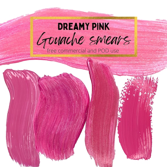 10 Pink Gouache Paint Strokes Clip Art PNG Hand Drawn Brush | Etsy