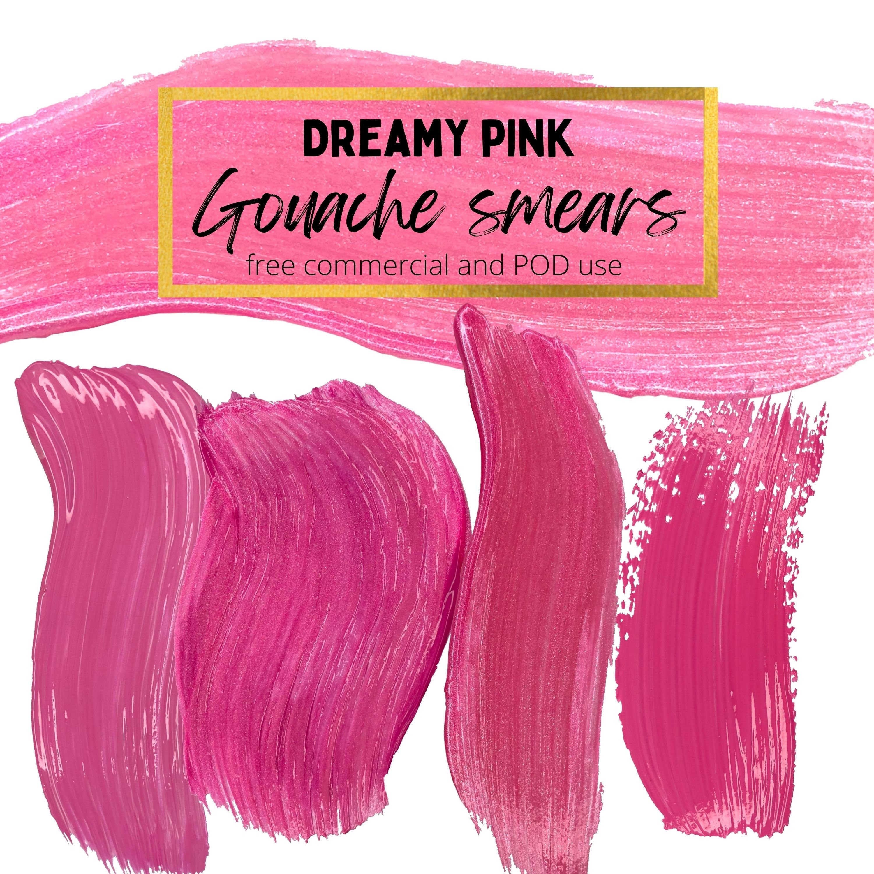 10 Pink Gouache Paint Strokes Clip Art PNG Hand Drawn Brush | Etsy
