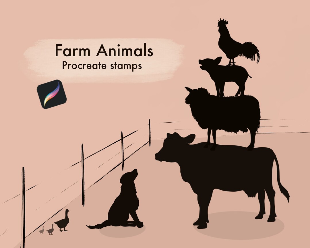 18 Farm House Animals Procreate Stamp Brushes | Digital Brushes for ...