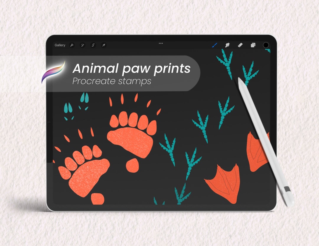 14 Animal Footprints Procreate Stamp Brushes | Forest Animal Paw Prints ...