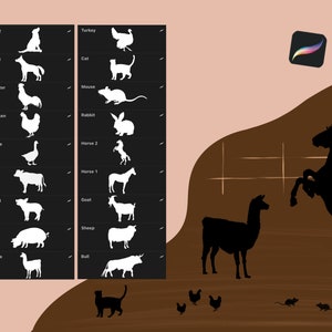 18 Farm House Animals Procreate Stamp Brushes | Digital Brushes for ...