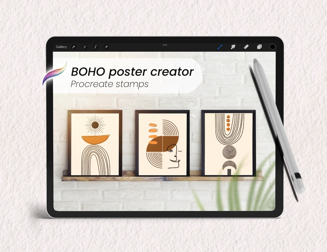 Boho Poster Creator 76 Stamps for Procreate | Digital Bohemian Art Stamps - Etsy