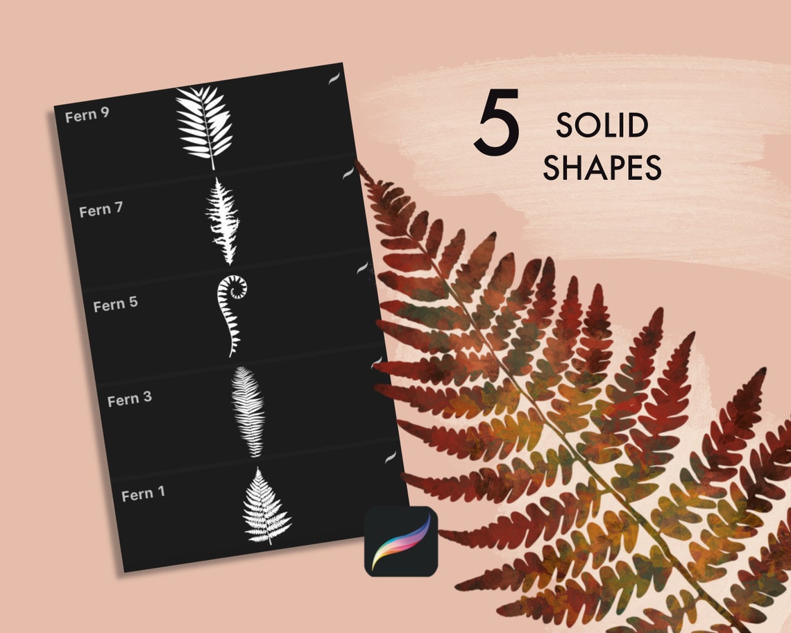 10 Fern Leaves Procreate Brush Stamps Procreate Digital | Etsy
