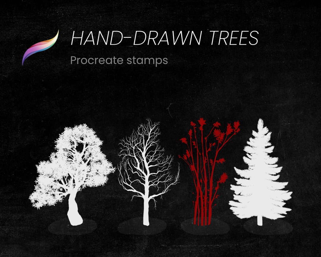 20 Tree Procreate Stamp Brushes Landscape Scenery Builder - Etsy