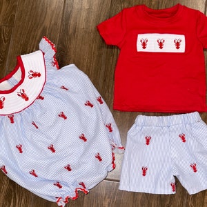 Girls Seersucker Bubble Crawfish Smocked Outfit - Perfect for Spring ...