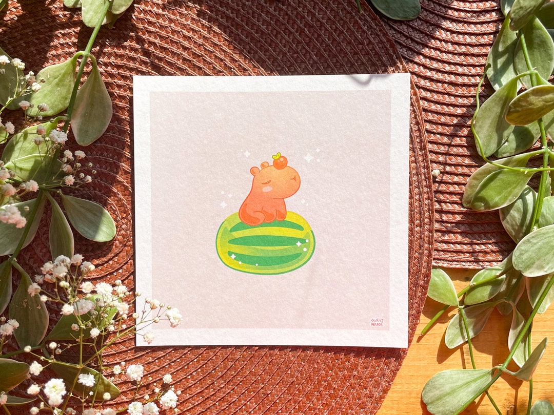 Capybara Square Print, Cute Art, Cozy Illustration - Etsy