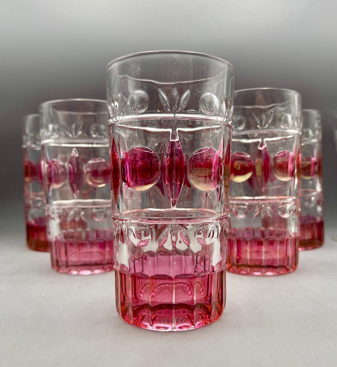 Indiana Colony Rainbow Art Glass Classique Ruby Flash Tumblers Set of 6 ...