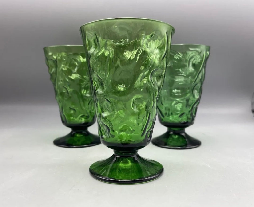 Vintage MCM Green Bryce El Rancho Glass Water Goblet 5.25 Set of 3 - Etsy