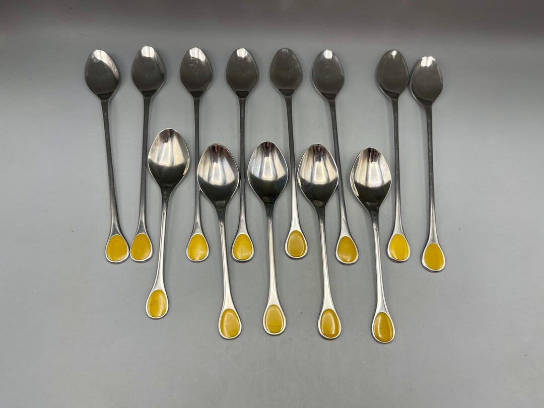 Furst Furosil Happy Day MCM Flatware Yellow Iced Tea Teaspoons Lot of ...