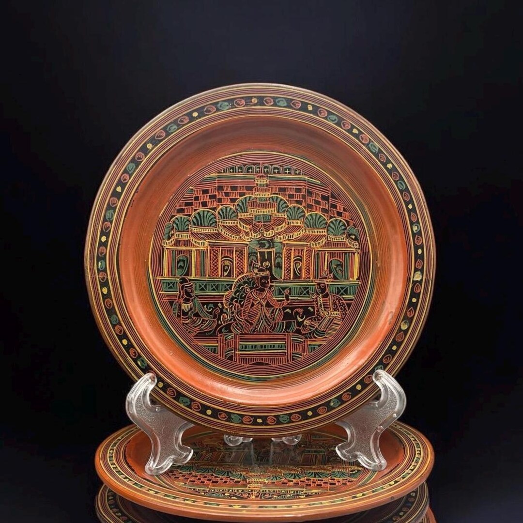 Vintage Burmese Lacquerware Plates Set of 4 Court Scenes - Etsy