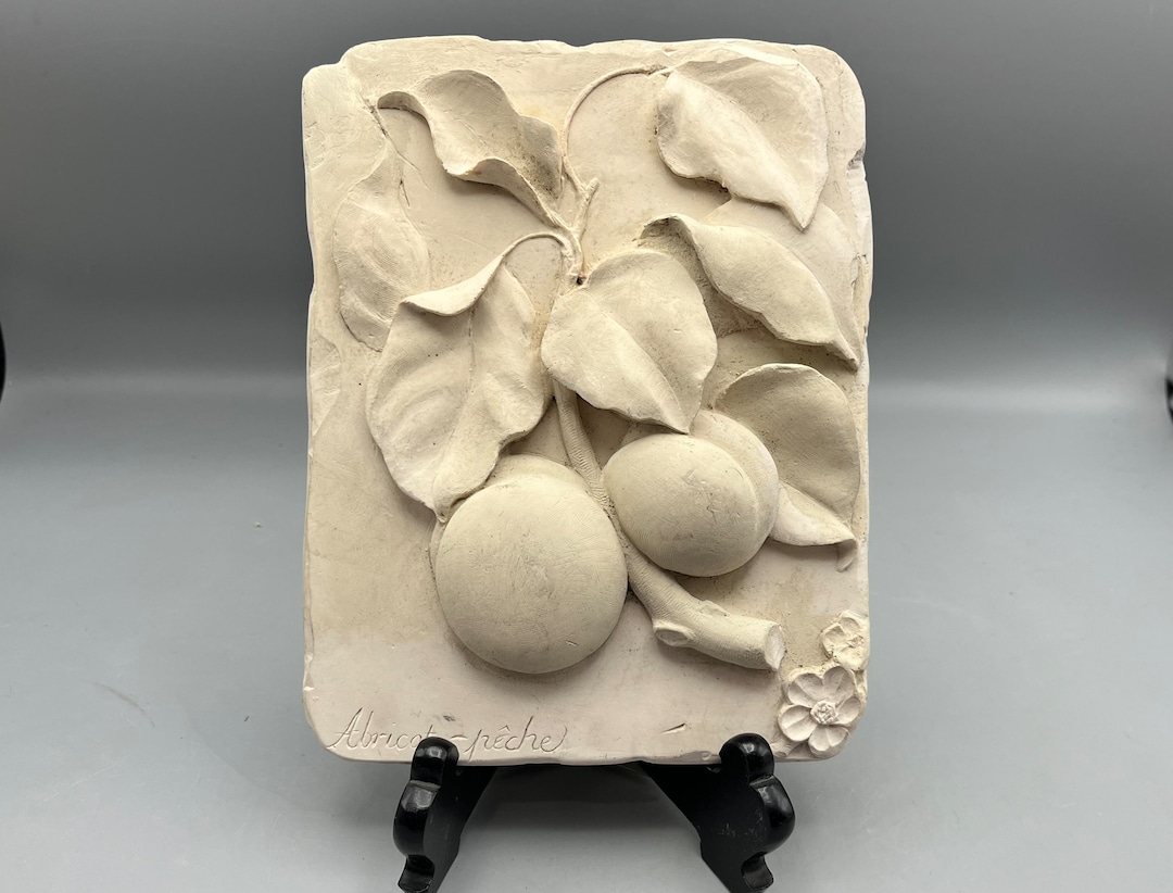 Vintage Plaster Bas Relief Fruits Plaque Peaches Apricots - Etsy