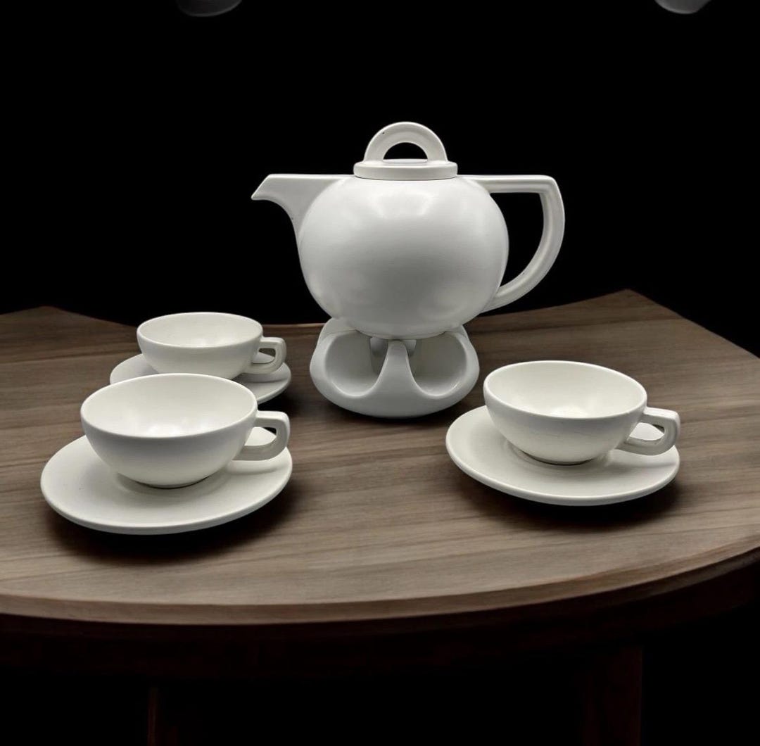 Vintage ASA Germany Bauhaus Modern Design 9 Pc Tea Set Pottery Teapot ...