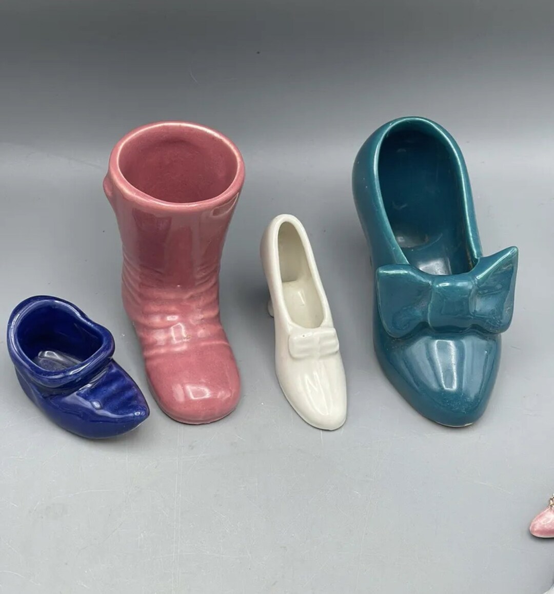 Vintage Miniature Glazed Pottery Shoes Lot of 4 - Etsy