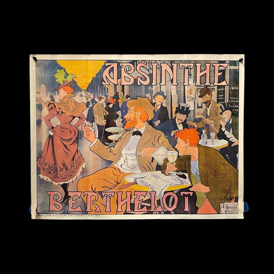 Absinthe Berthelot Art Nouveau Cafe Vintage Poster Print French Cafe ...