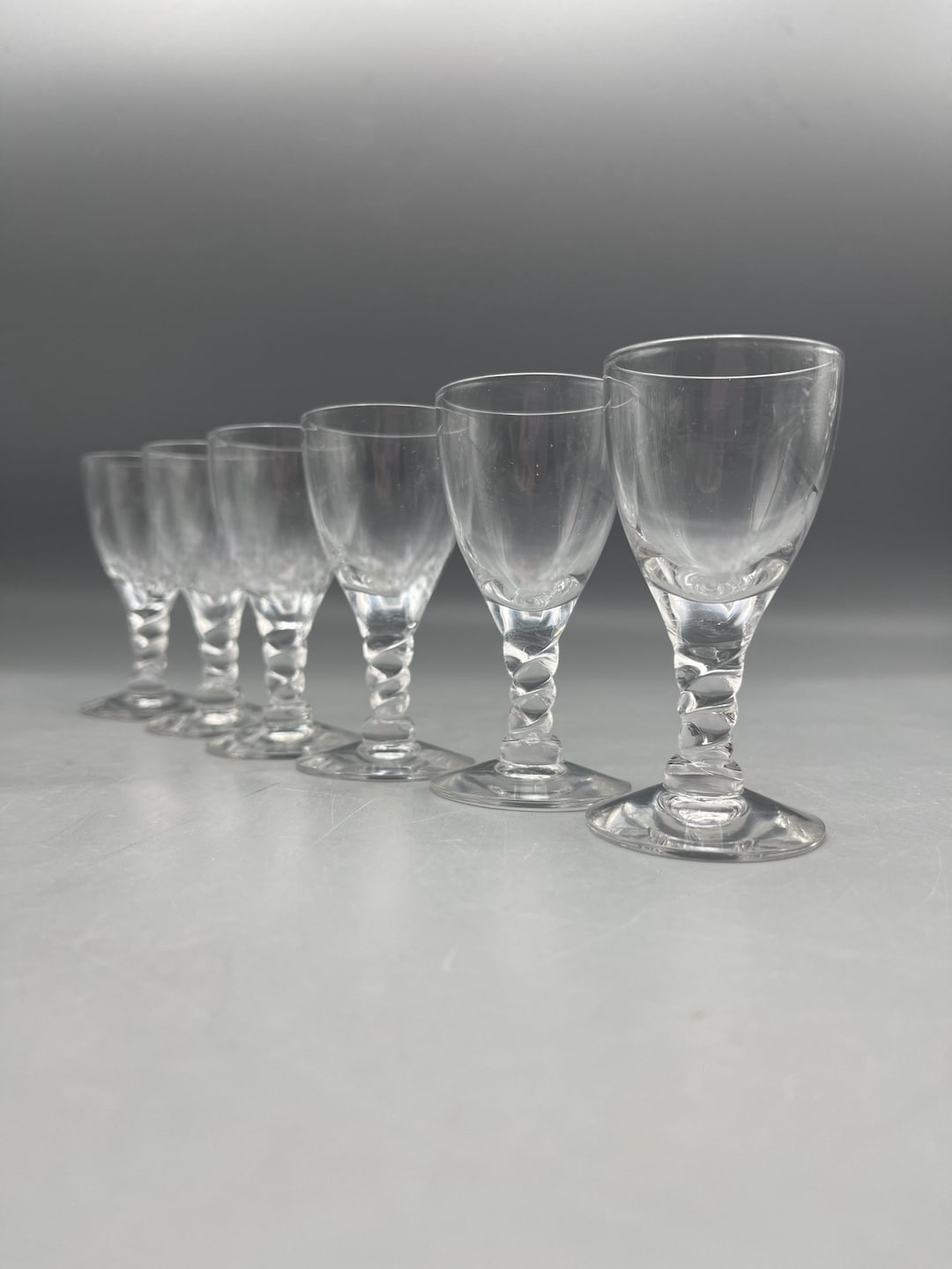 Seneca Vintage Cordial Glasses Pirouette Hand-blown Twist Stemware Set ...
