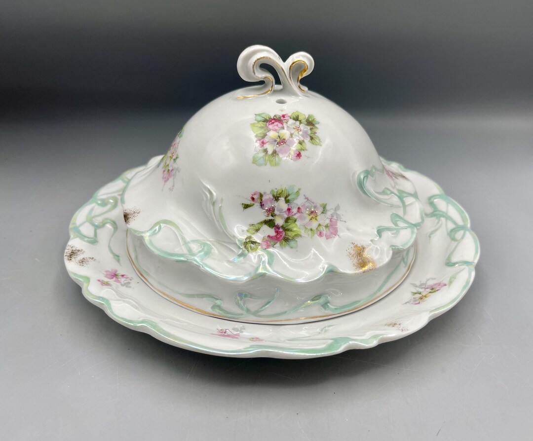 Antique Prov Saxe Germany Covered Butter Cheese Plate Hand Painted - Etsy