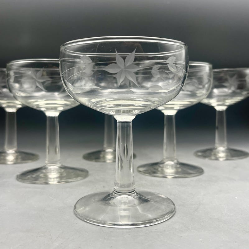 Vintage Coupe Glass Set 8 - Etsy