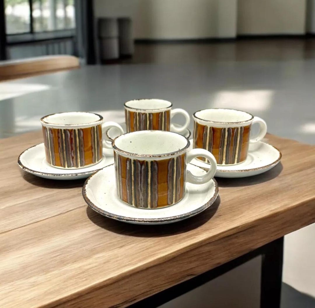 Stonehenge Midwinter Earth Cups and Saucers Set of 4 MCM Stoneware - Etsy