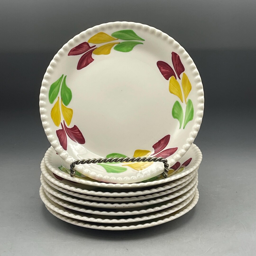 Blue Ridge Southern Pottery Laurel Hand Painted Bread Plates Set of 8 ...