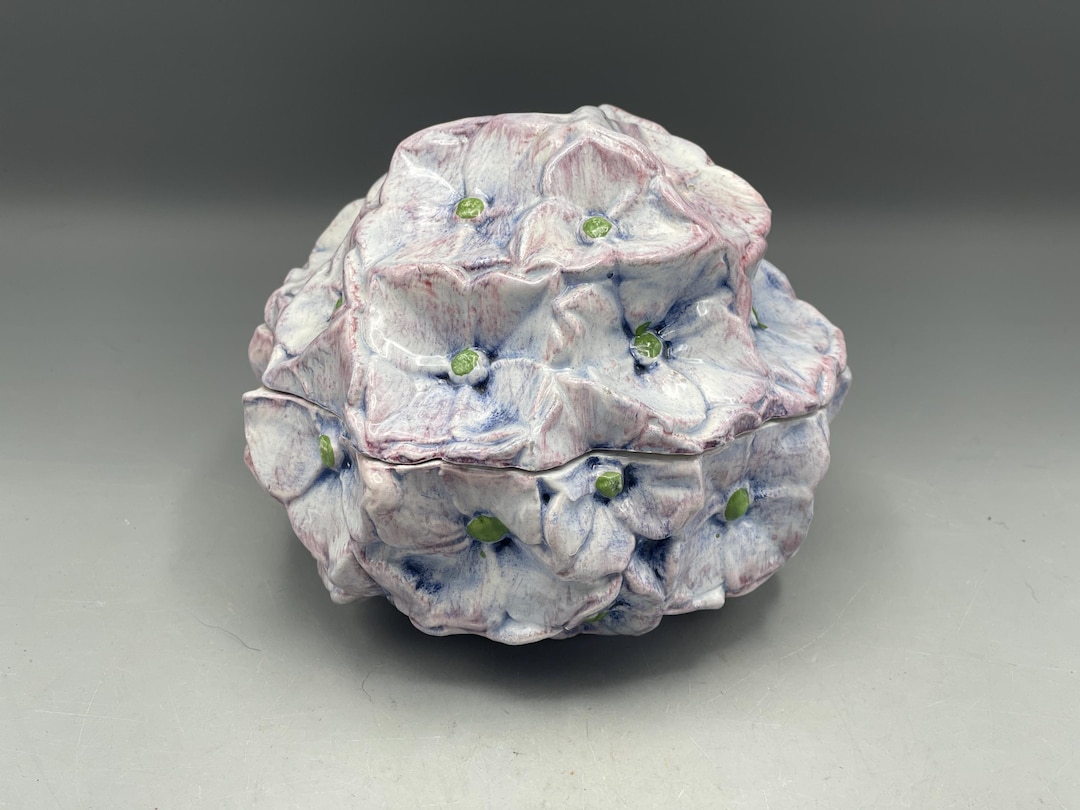 Vietri Italy Pink Purple Hydrangea Flower Trinket Box - Etsy