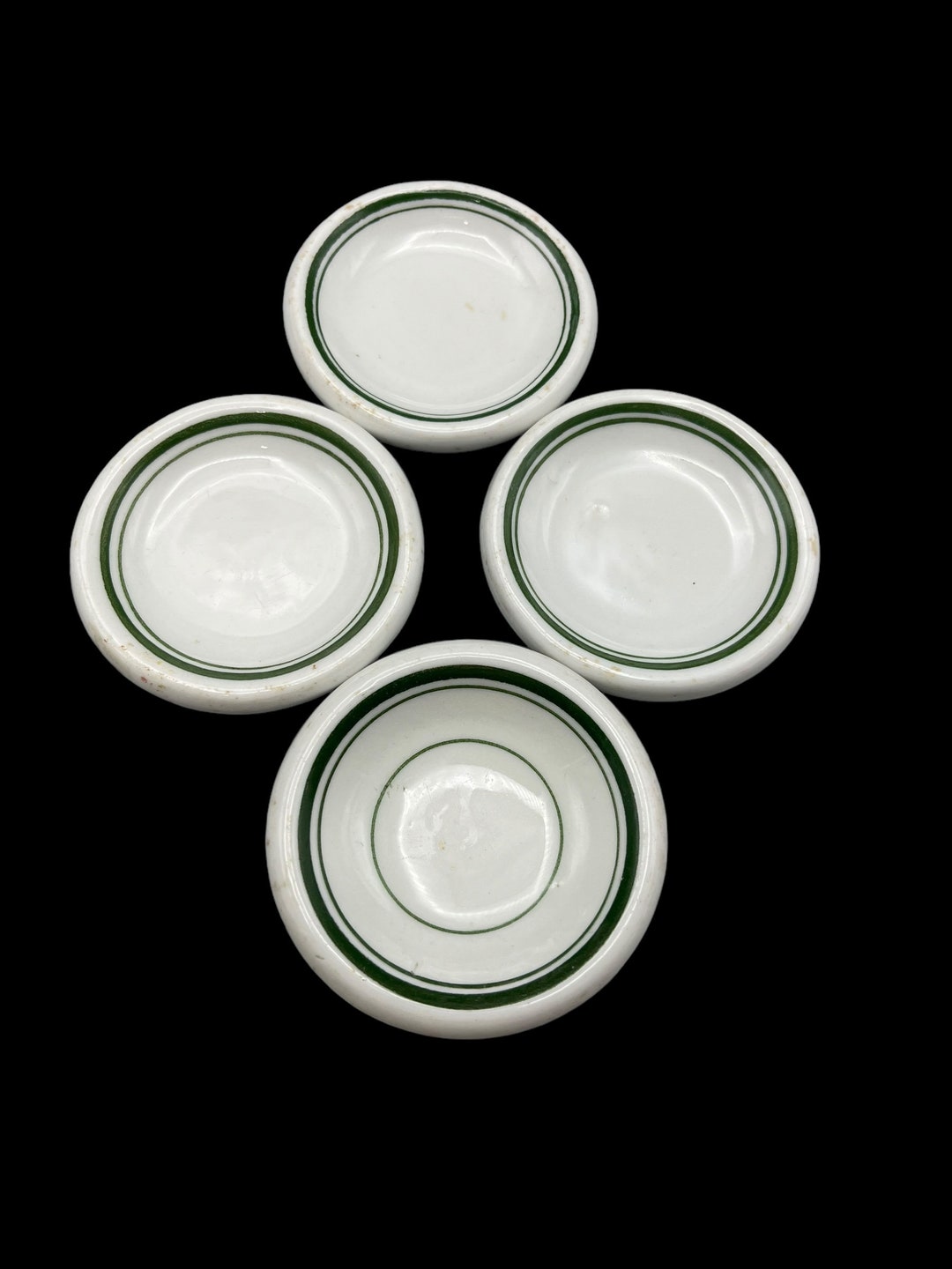 Jackson China Restaurant Ware Salt Cellars Dishes Green Stripe Lot of 4 ...