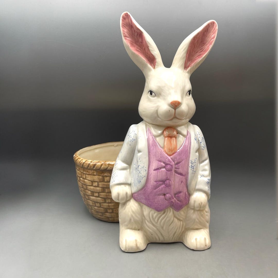Vintage Hand Painted Peter Rabbit Ceramic Planter Easter Decor - Etsy