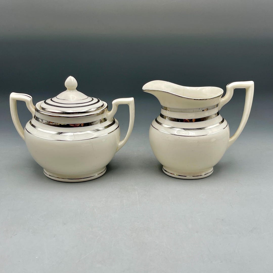 Warwick China Silver Platinum Rings Creamer Sugar and Lid Set - Etsy