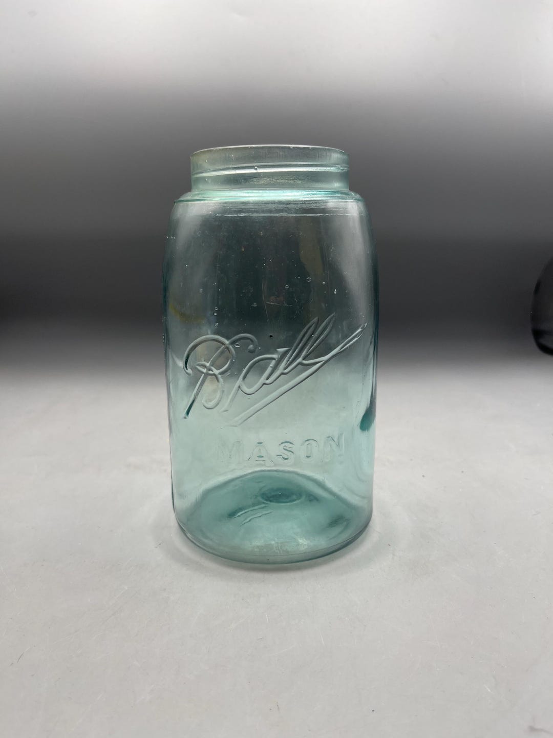 Antique Ball Mason "triple L" Jar Quart Aqua Blue Glass Seams Bubbles ...