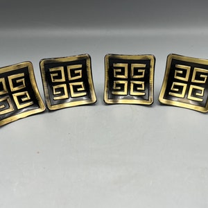 Vintage Jay Bee Greek Key Metal Drawer Pulls MCM Knobs Set of 4 Square ...