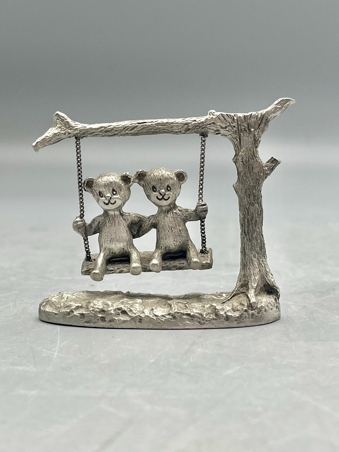 Vintage Spoontiques Miniature Pewter Figurine Bear Couple on Swing 389 ...
