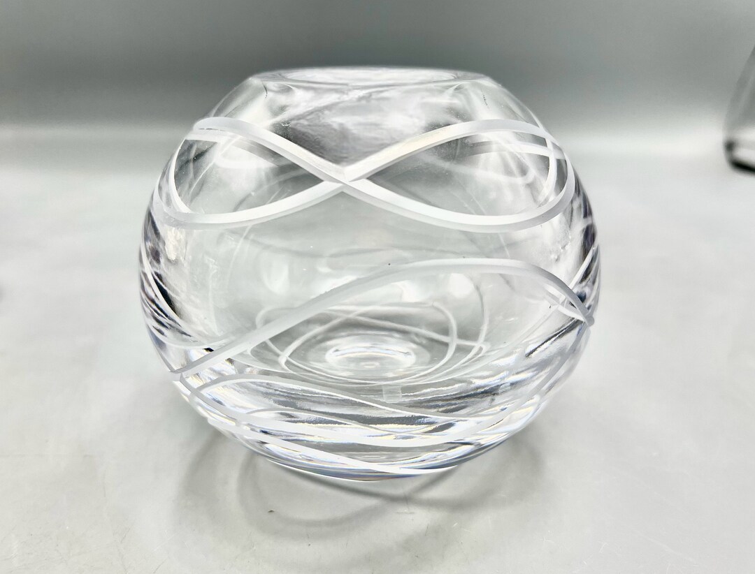 Nambe Motus Cut Crystal 6" Rose Bowl Round Vase 6” Signed - Etsy