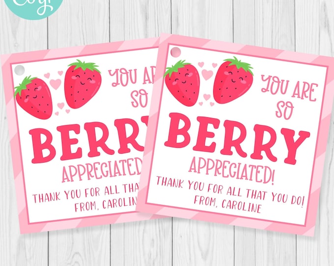 Editable Berry Appreciated Gift Tag Template Teacher - Etsy