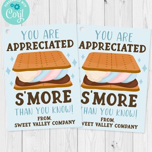 Editable S'mores Gift Tag Template, Teacher Appreciation Gift Tag, You ...