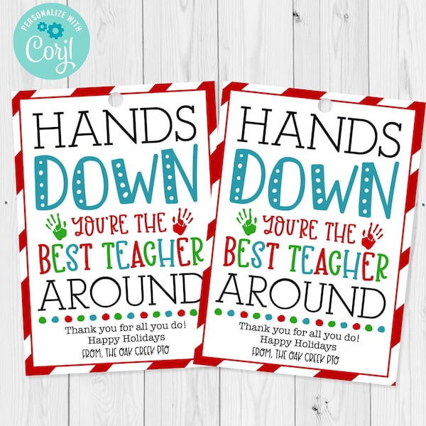 Hands Down Your the Best Around Christmas Tag - Etsy