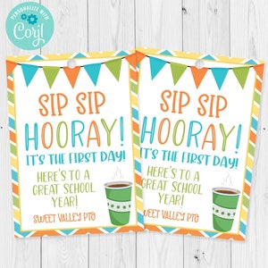First Day of School Coffee Gift Tag Editable Template, Teacher First ...