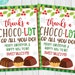 Thanks A Choco-lot for All You Do Christmas Gift Tag Template, Holiday ...