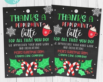 Thanks A Choco-Lot For All You Do Christmas Gift Tag Template | Etsy