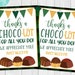 Editable Chocolate Gift Tag Template, Thanks A Choco-lot, Teacher ...