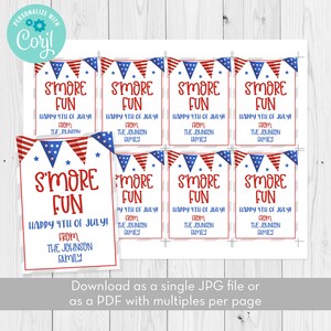 Editable 4th of July S'mores Gift Tag Template, S'more Fun Gift Tag ...