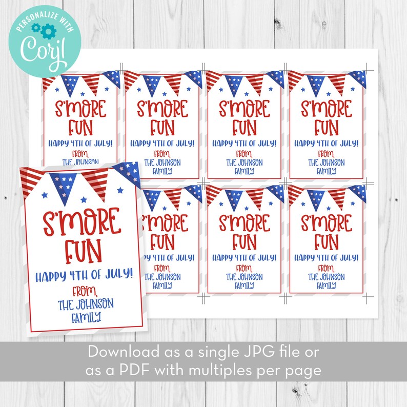 Editable 4th of July S'mores Gift Tag Template S'more - Etsy