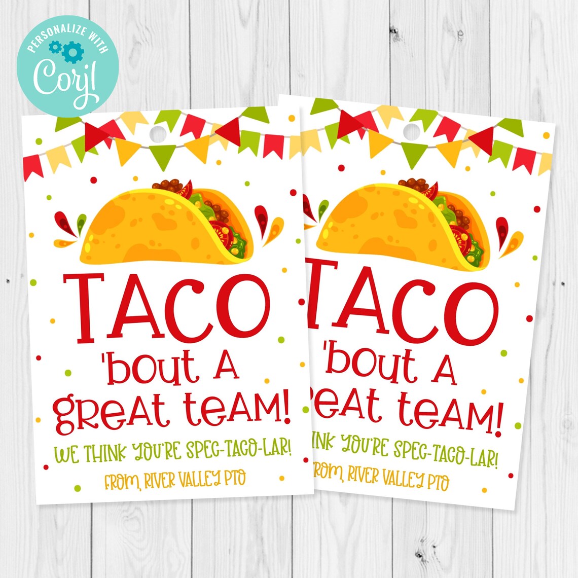 Editable Taco Gift Tag Template Staff Teacher Appreciation - Etsy