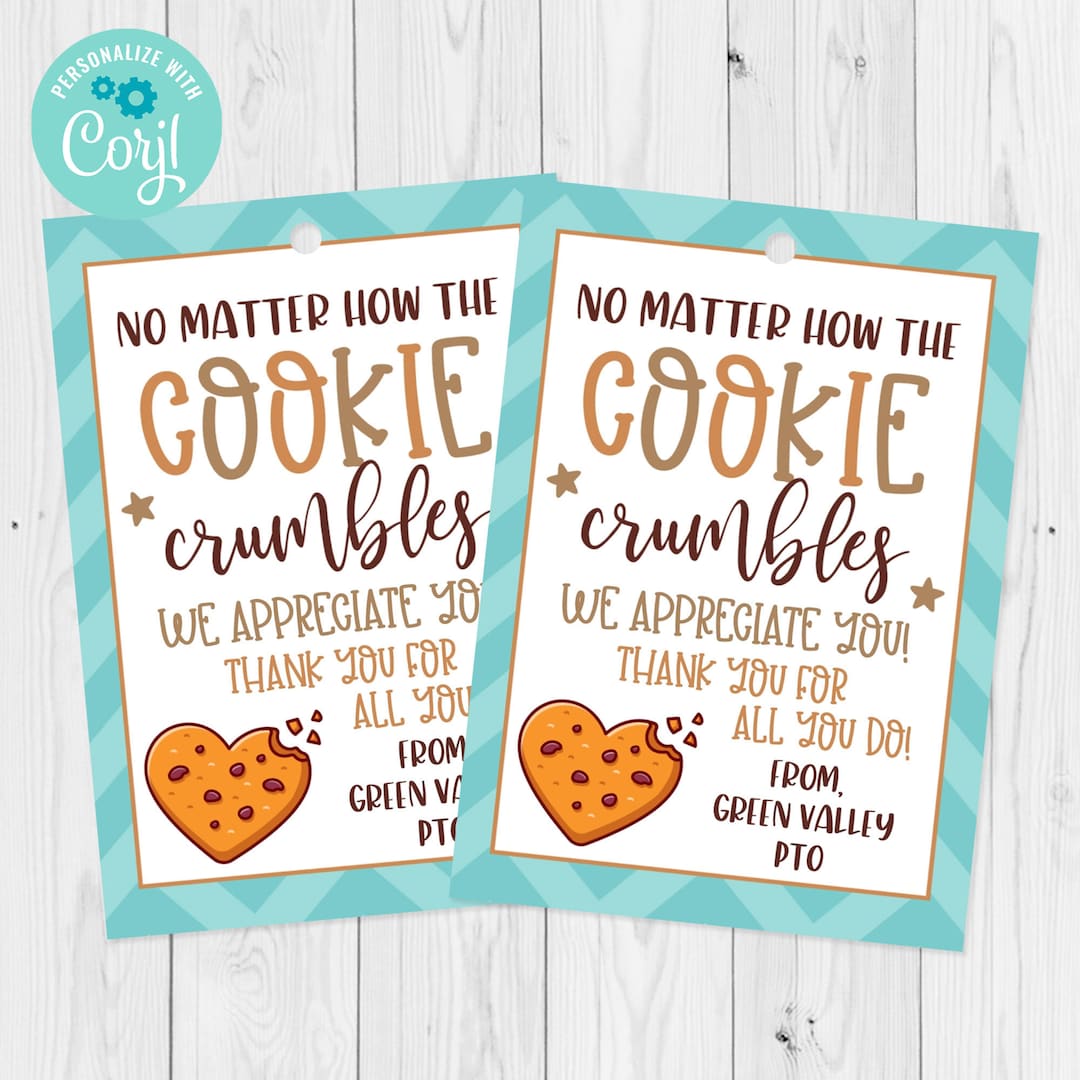 Cookie Gift Tag Template, Cookie Teacher Appreciation Gift Tag ...