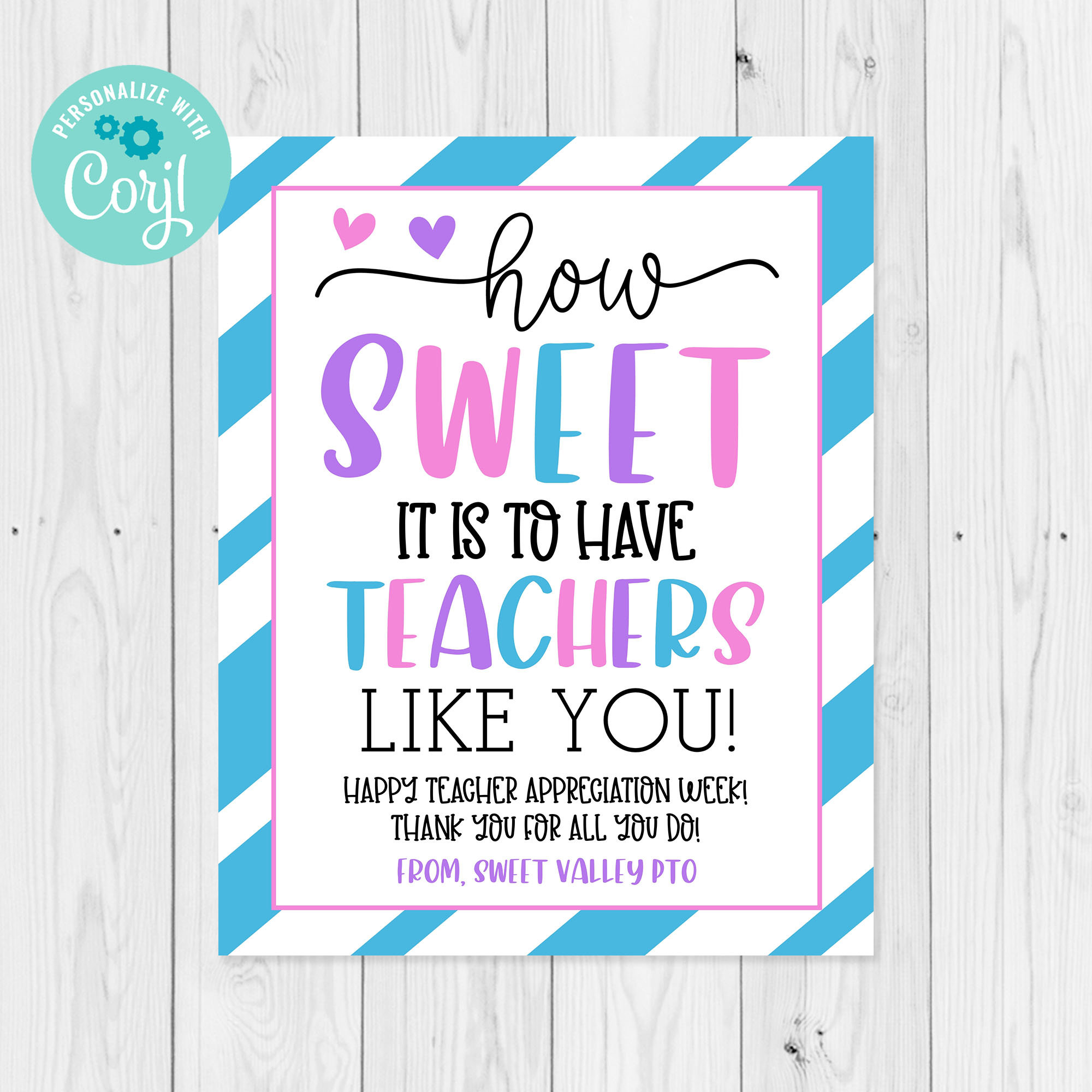 Editable Bursting With Appreciation Sign Template PTO PTA Template ...