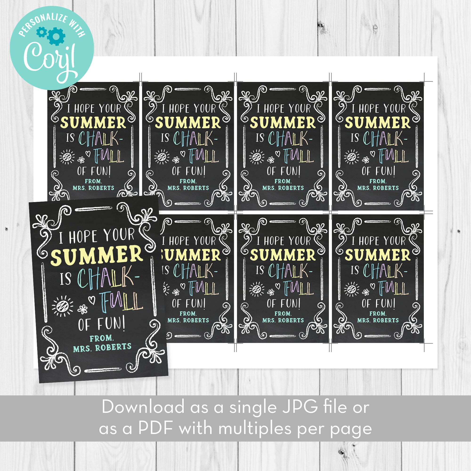 I Hope Your Summer is Chalk-full of Fun Gift Tag Template - Etsy